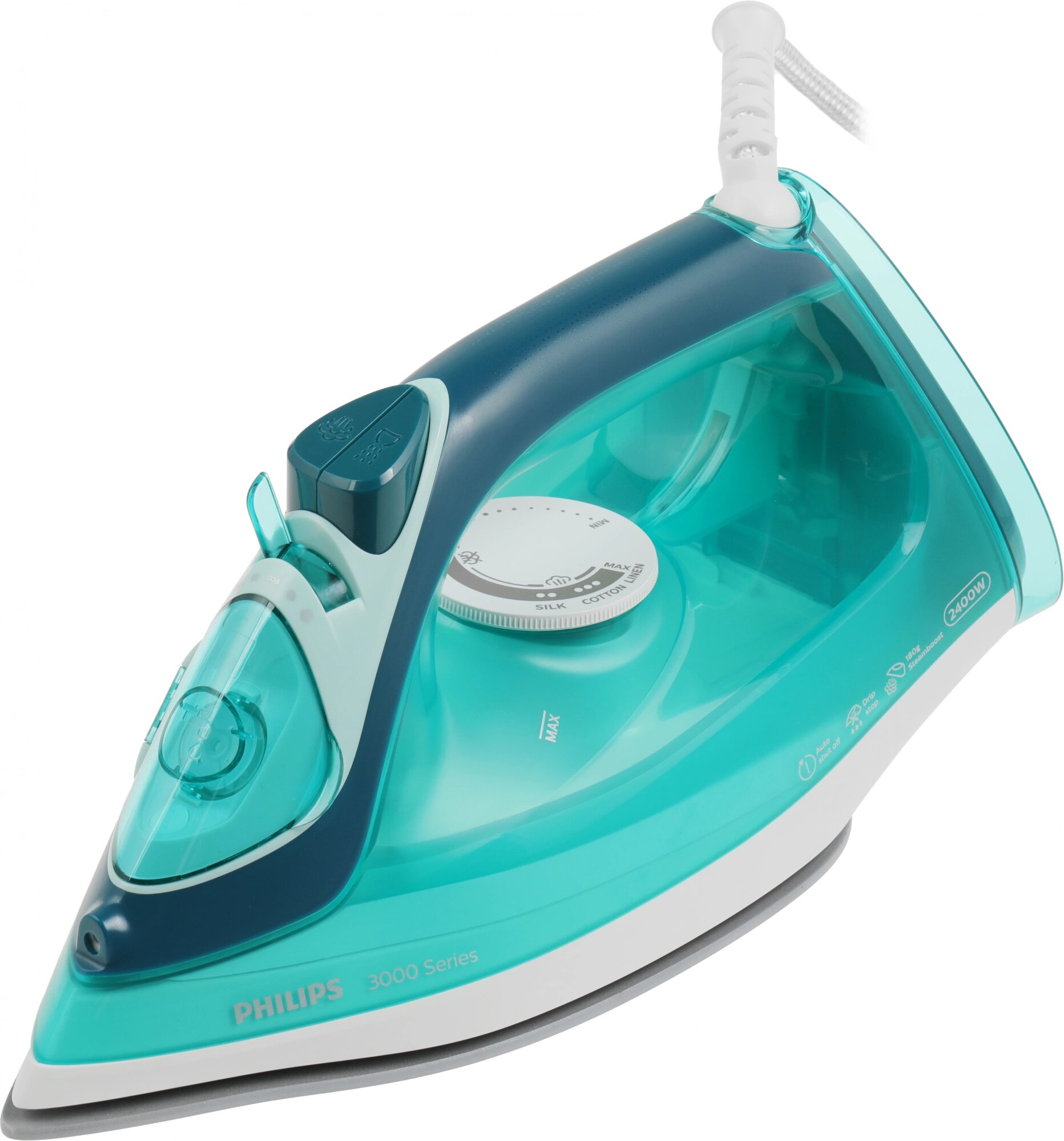 Утюг PHILIPS DST3030/70 бирюзовый, мощность 2400 Вт, керамическая подошва