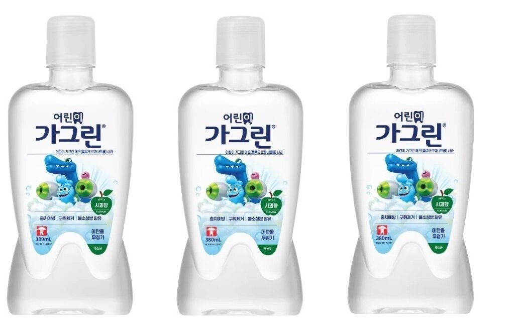 Ополаскиватель Garglin для полости рта Kids Care Apple, детский, с экстрактом яблока, 380 мл, 3 шт