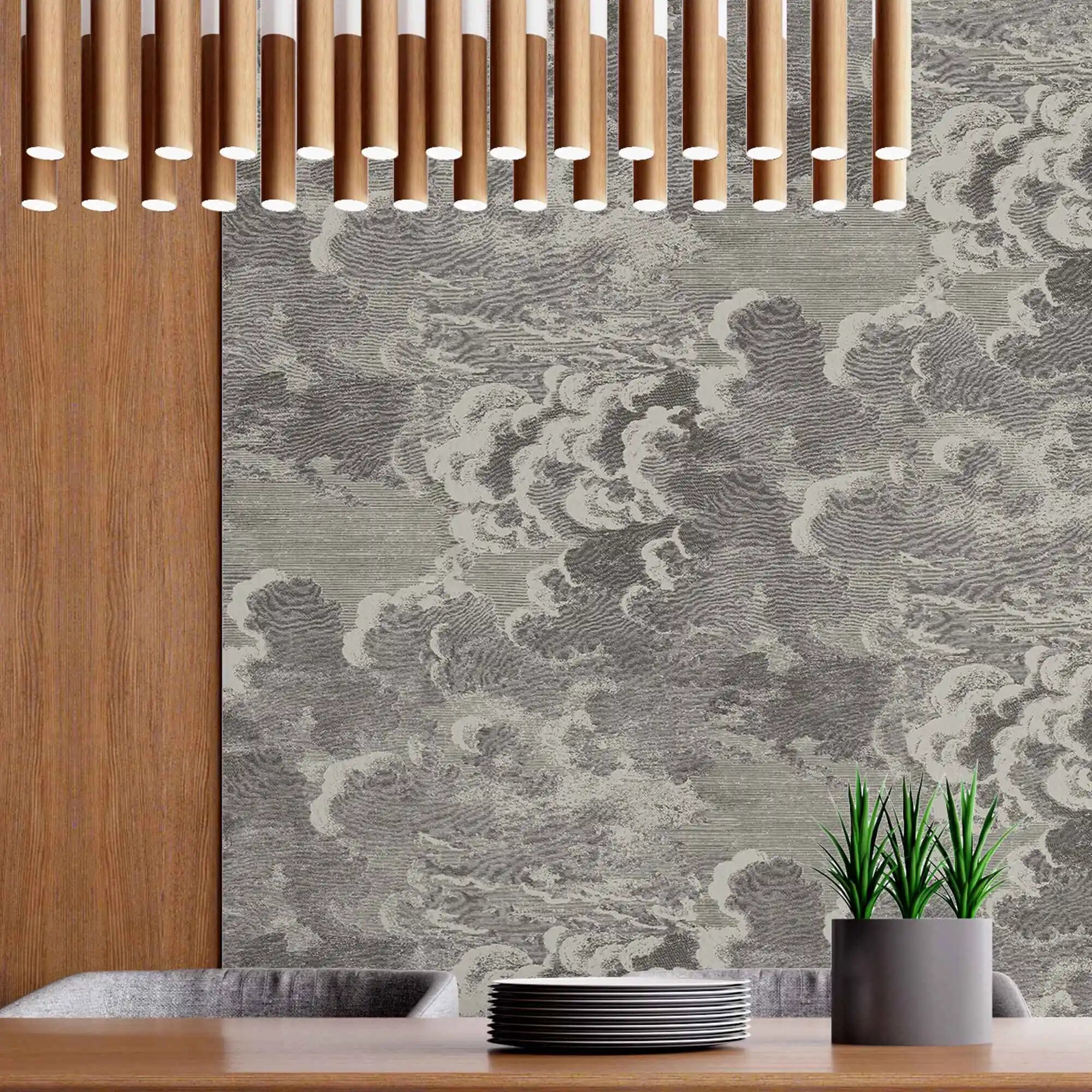 Обои Pixel&Wall Nuvolette Gilver, угольные облака, Sample