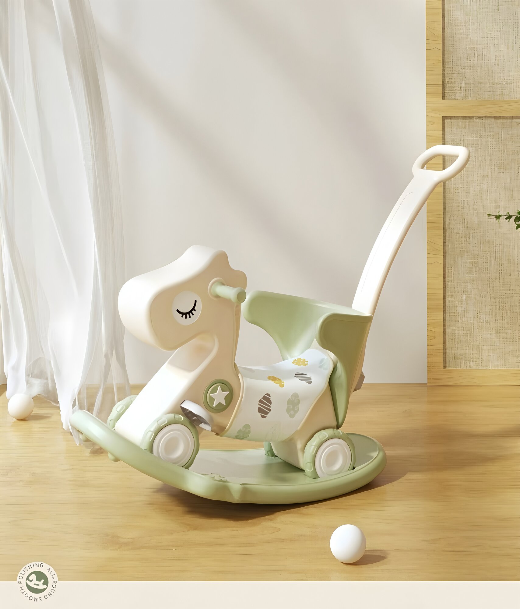 Детская лошадка-качалка, троянский конь, машинка-йо-йо двойного назначения "два в одном", подарок на годовалого ребенка