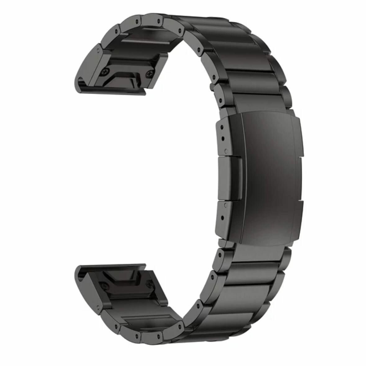 Титановый браслет 26мм QuickFit для часов ремешок Garmin Fenix 7X/6X Pro/5X и Tactix 7, черный
