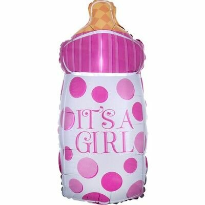 Шар воздушный фольгированный ANAGRAM Бутылочка It's a girl, розовый, 23"