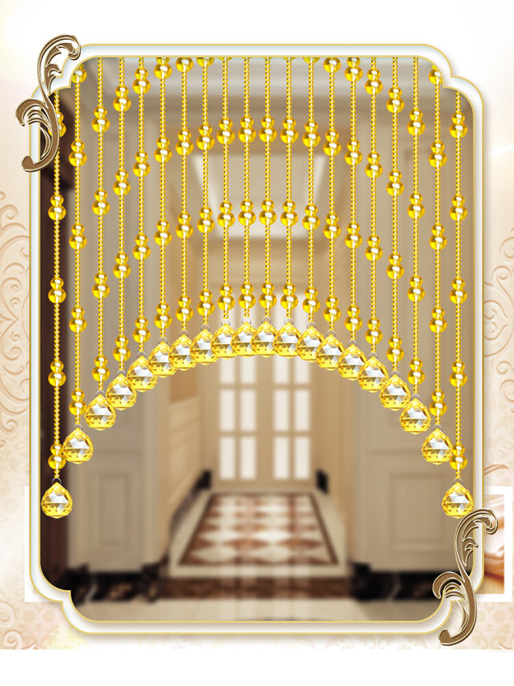 Штора из бусин из хрустальных бусин, Форма Арка, 31 нити, золотой, 100x80 см