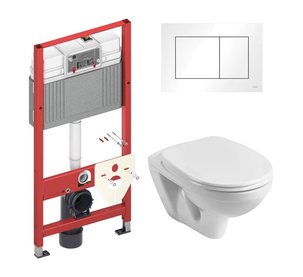 Комплект 2 в 1 Унитаз подвесной Santek Бореаль 1WH301977 / Инсталляция с кнопкой TECE Base 9400413 цвет белый