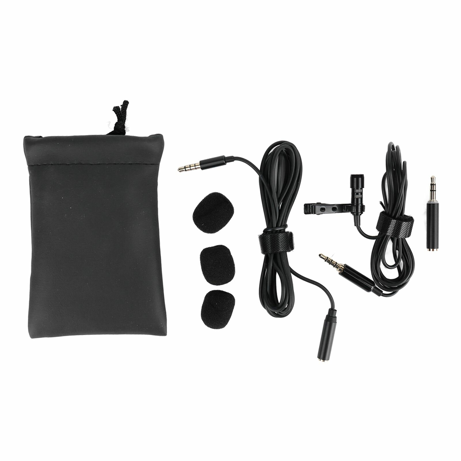 Набор петличных микрофонов, проводной микрофон для мобильного телефона, запись видеоинтервью, компьютерный конденсаторный микрофон черного цвета