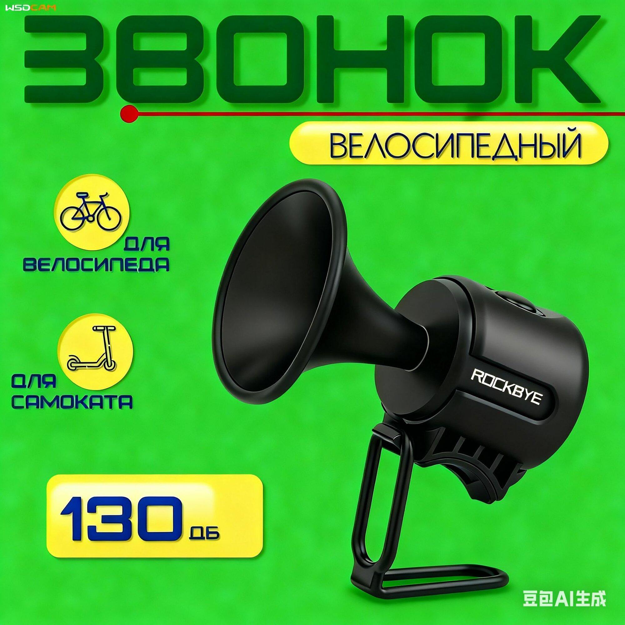 Велосипедный гудок, Звуковой сигнал на рулевом колесе,120 децибел/подходит для езды на открытом воздухе