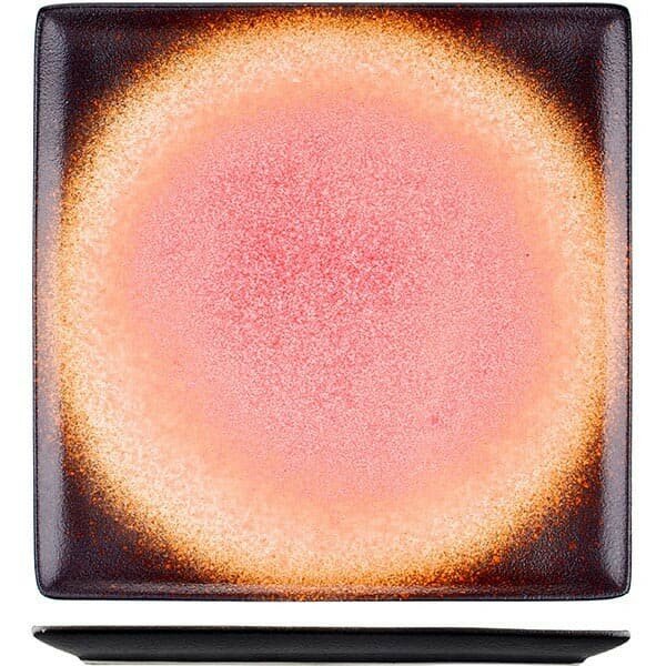 Тарелка «Агат» квадратная, фарфор, 26✕26 см, красный (Kunstwerk)