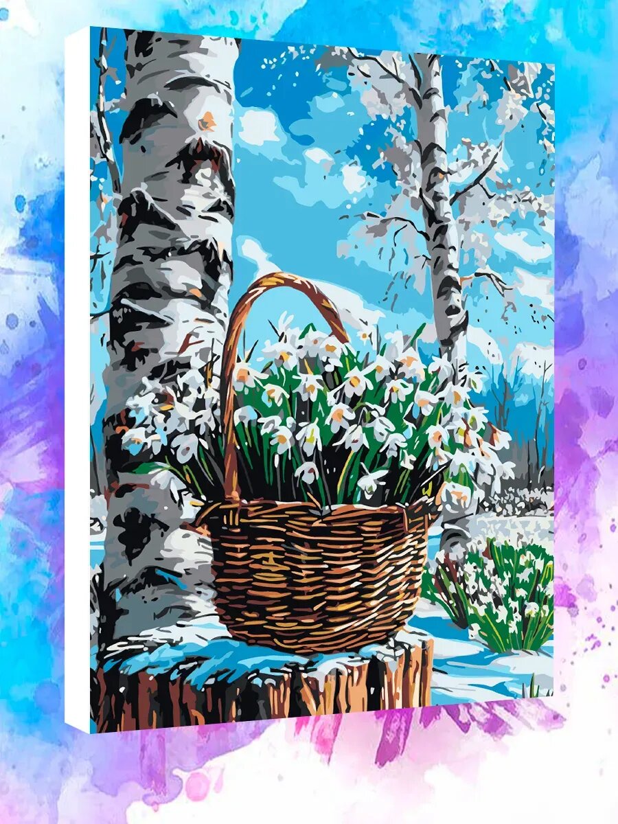 Картина по номерам Подснежники Цветы Букет Природа