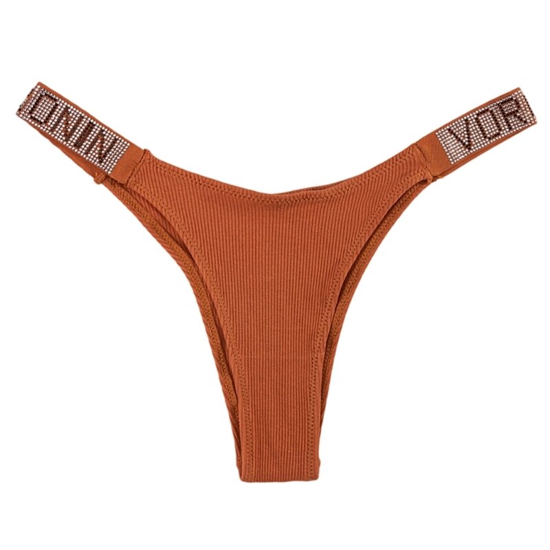 Бесшовные стринги невидимки для женщин, дышащие мягкие трусики с кристаллами, Оранжевый - L