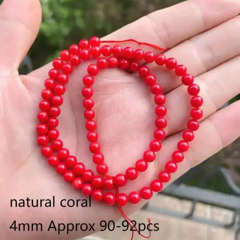 Красный коралловый камень бусины jbyzbsm 15 дюймов Красный, 4mm Round