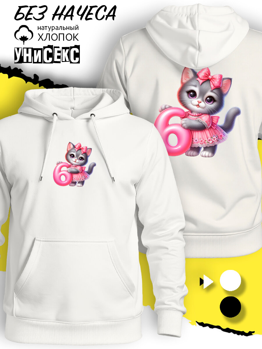 Худи Толстовка свитшот с кошкой цифра 6