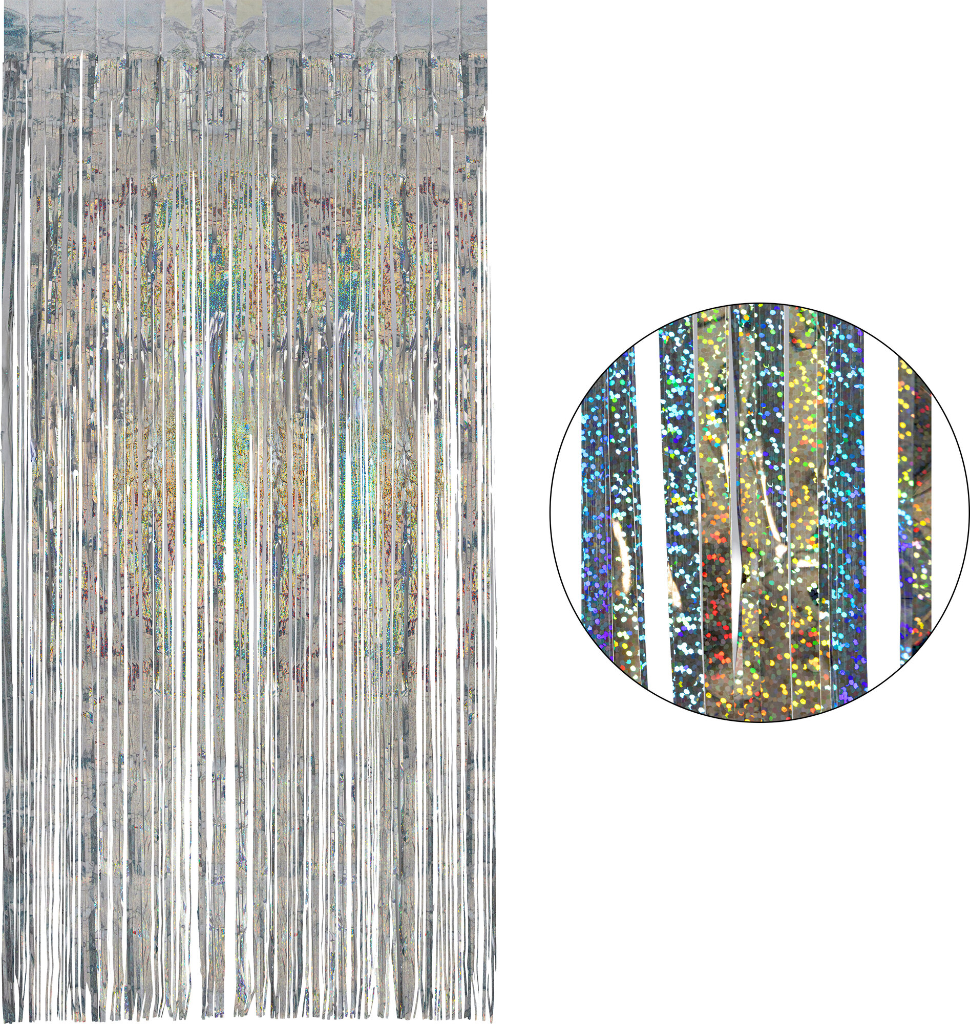 Занавес-дождик для фотозоны, голографический, цвет серебро