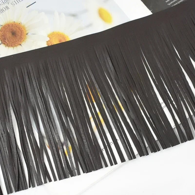 Бахрома из искусственной кожи Deepeel 1 метр Черный, 15cm, Coffee