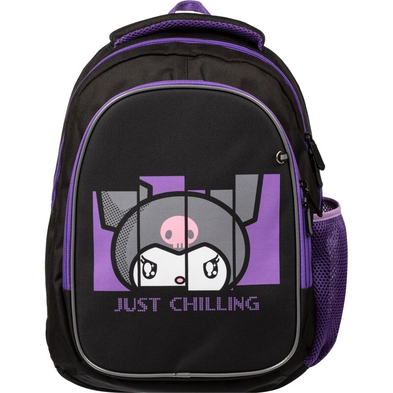 Рюкзак Куроми с анатомической спинкой, 2 отделения, чёрно-фиолетовый 75450