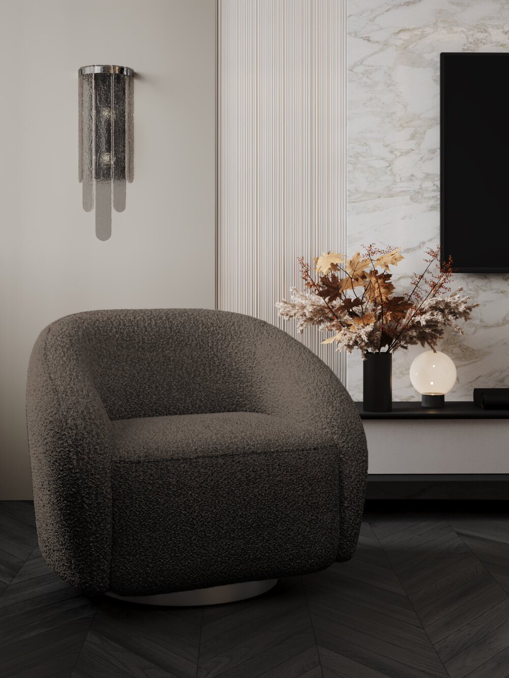 Кресло крутящееся ZAFFIRO премиум дизайн, букле