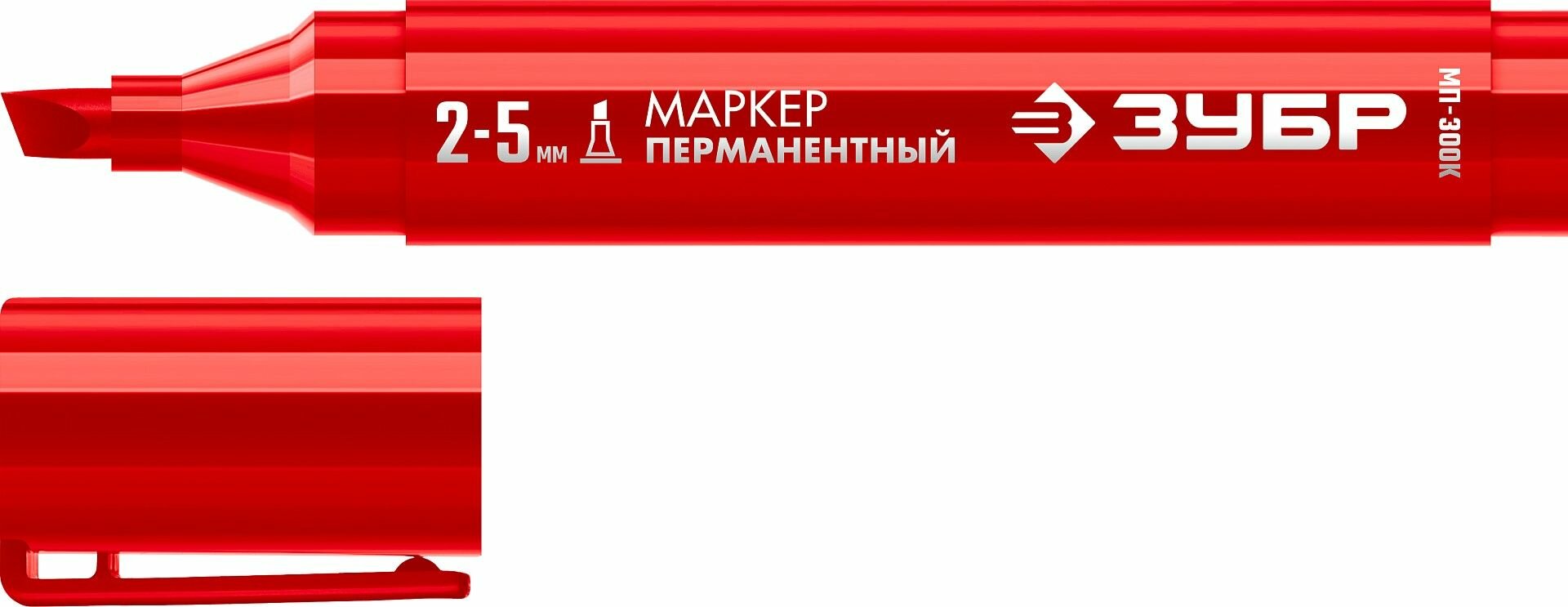 Маркер ЗУБР МП-300К, красный, клиновидный, перманентный, 2-5 мм 06323-3