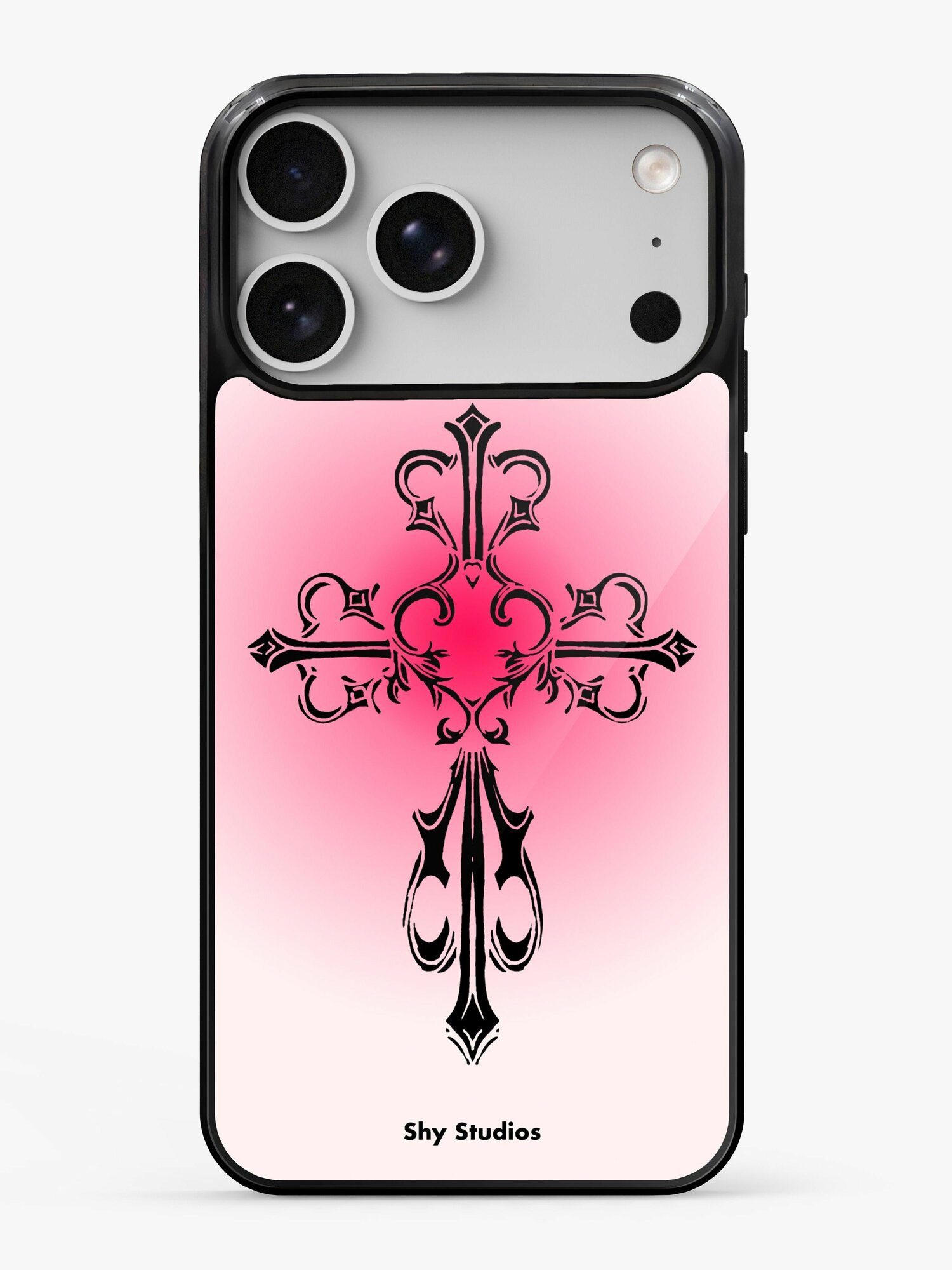 Чехол на iPhone 17 Pro Max от Shy Studios - Acid Pink Goth Cross