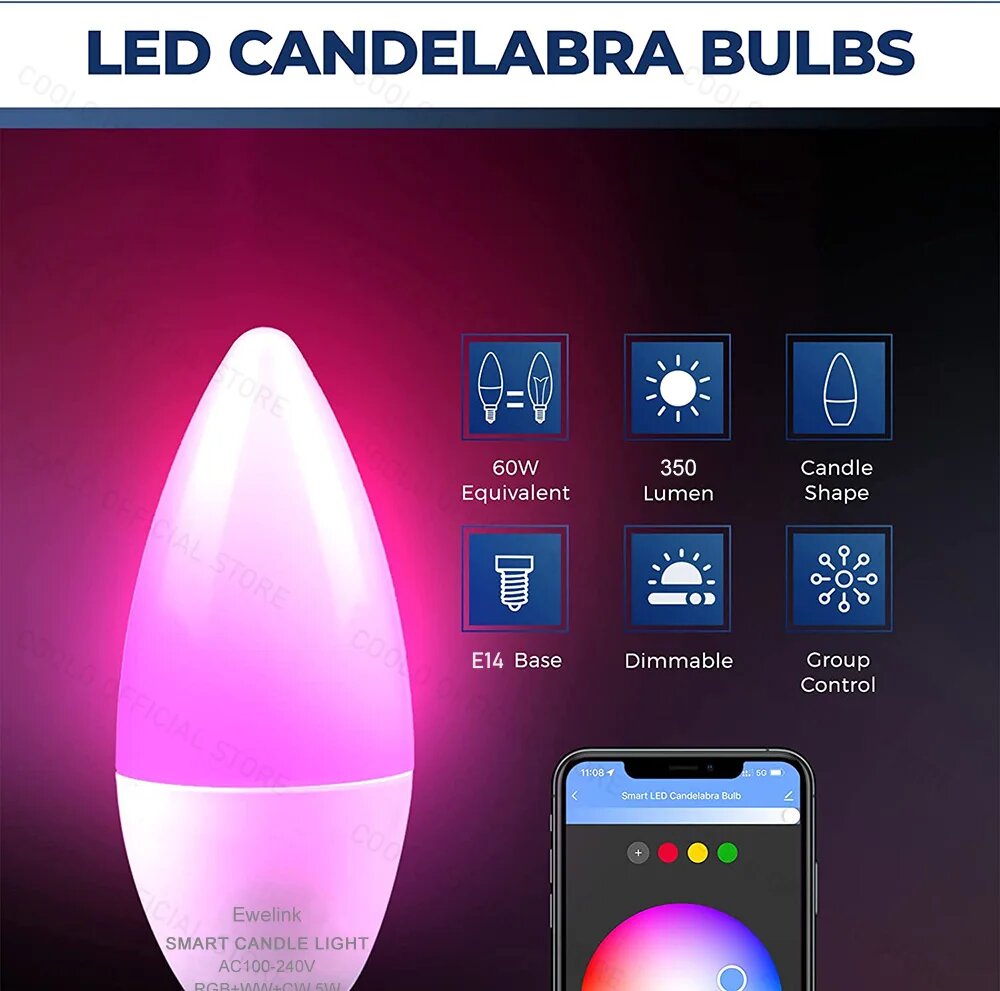 Ewelink Smart Candle Zigbee E14 RGB+CW — фото 1