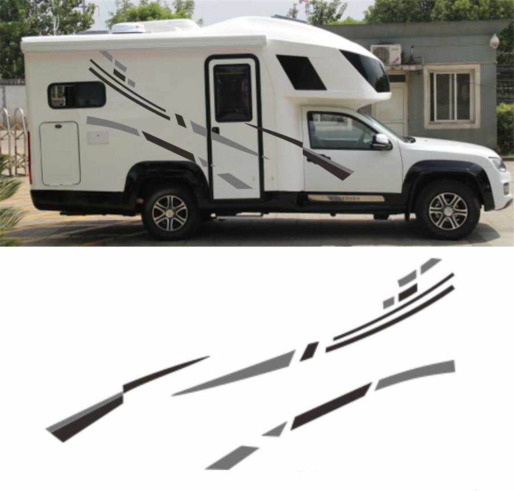 Наклейки для кемпера, автофургона, прицепа, полосы, графика (две стороны), комплект виниловых наклеек, декалей, наклейки для автомобилей