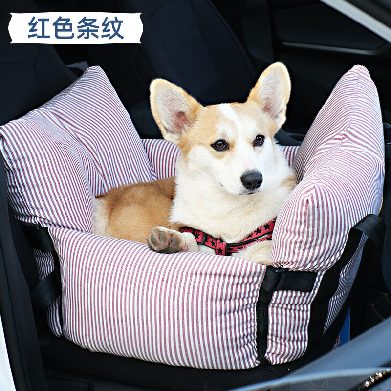 Коврик для автомобиля New Pet, для собак, ткань, в красную полоску, можно стирать