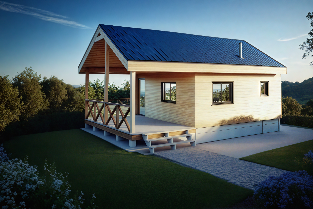 Готовый проект Бани 42м2. Каркасная. Терраса и спальное место