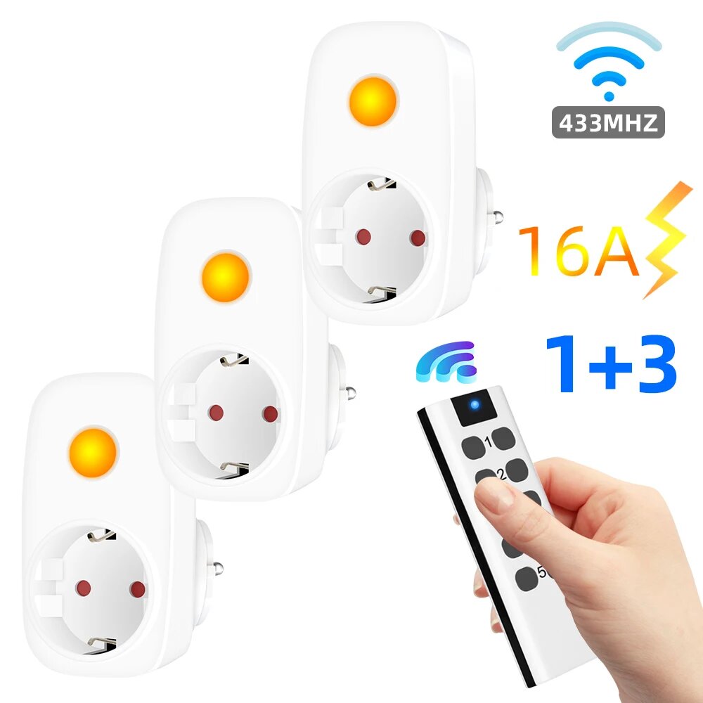 Умная розетка для французского ЕС, беспроводной пульт дистанционного управления, контроллер, радиочастотный переключатель, 16 А, 220 В, программируемая розетка
