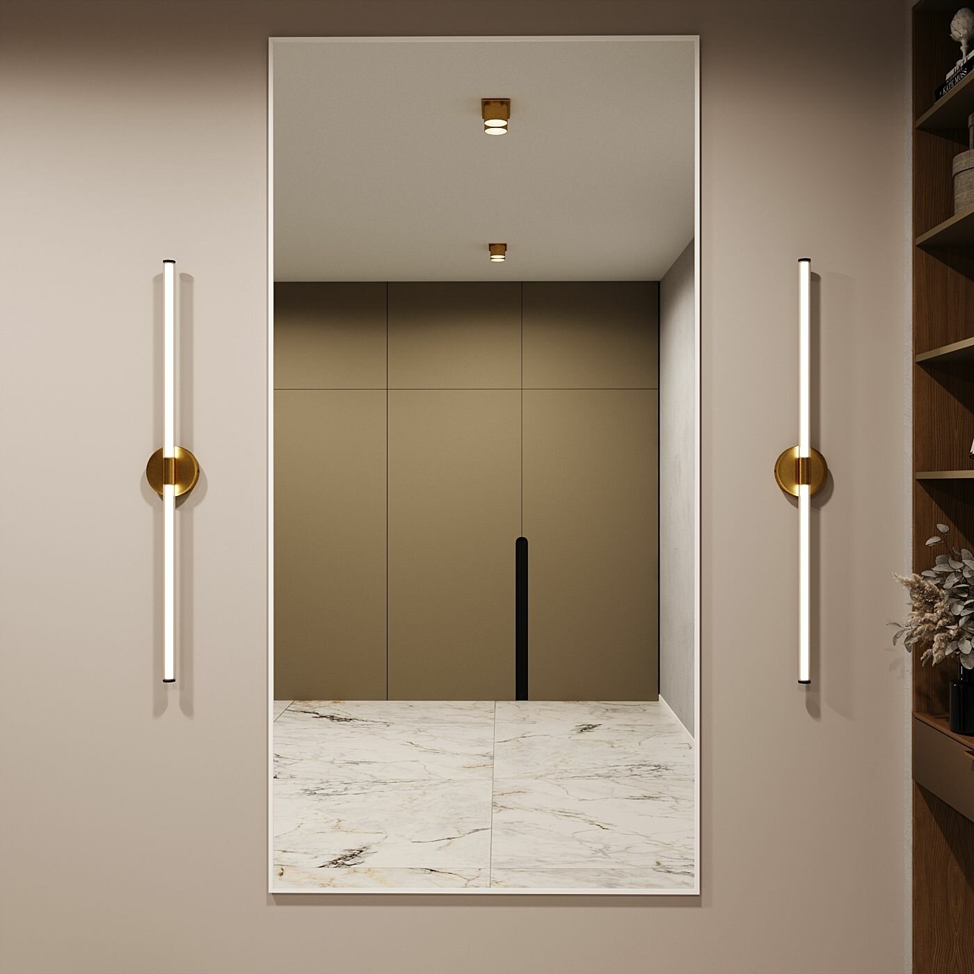 Зеркало настенное 200х100 см. BLX MIRROR интерьерное в алюминиевой раме, Белое