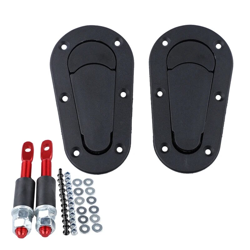 2 шт, универсальный гоночный замок капота, комплекты защелок для капота двигателя, установка с ключами, автомобильные аксессуары, черный/углерод, Black without lock
