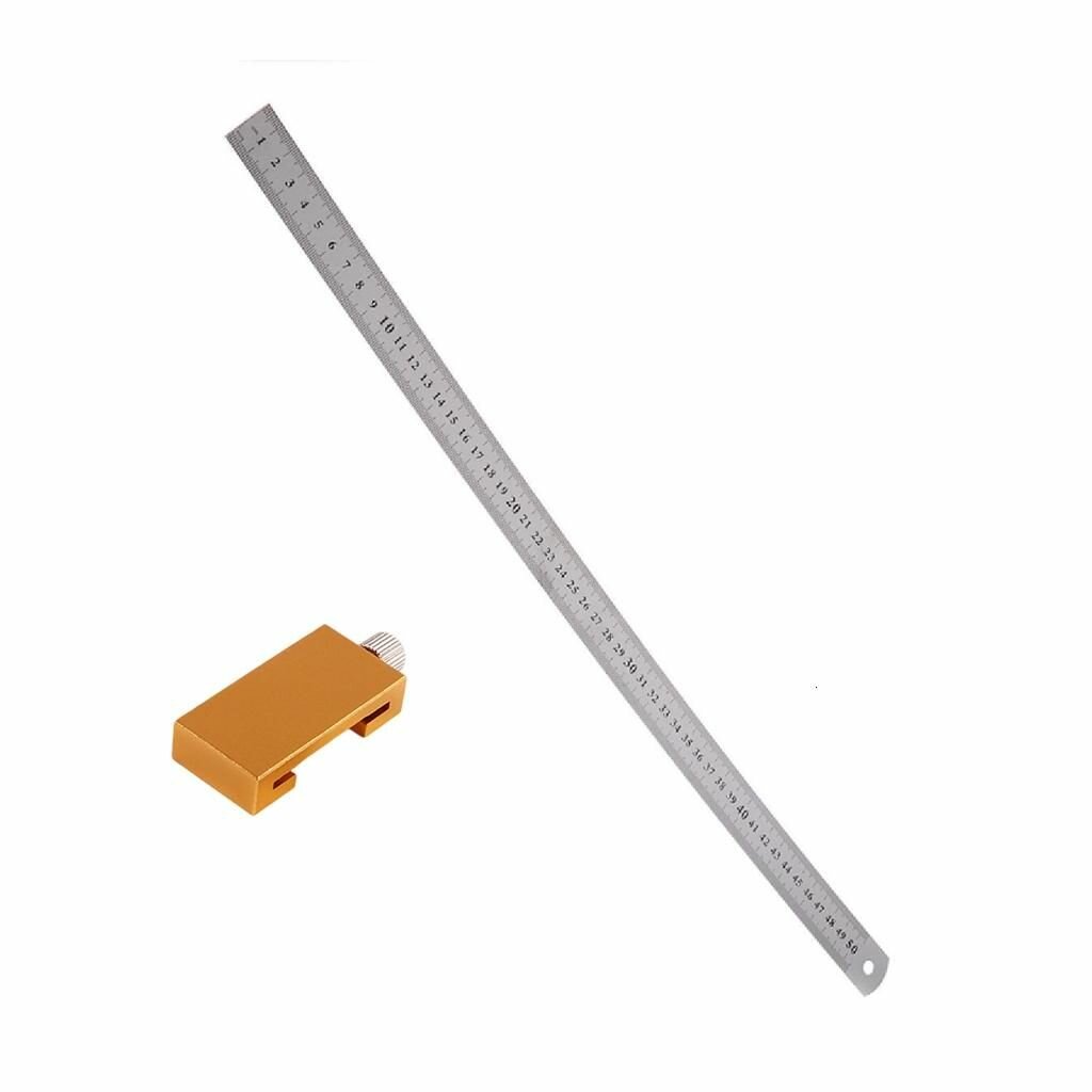 Малка, Маркировочная стальная линейка для деревообработки с позиционным блоком gold-50см