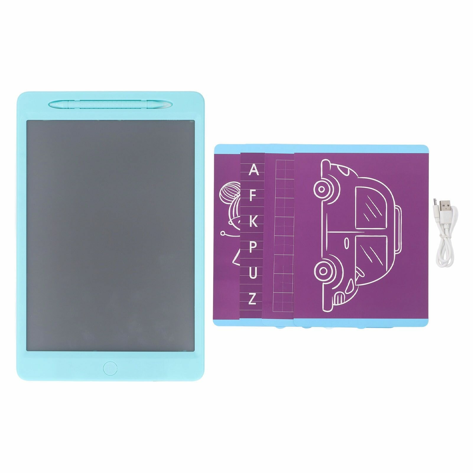 11,5-дюймовый ЖК-планшет для мальчиков и девочек, прозрачный, USB-перезаряжаемый, цветной, стираемый, электронный планшет для рисования и письма с 4 картами для копирования, синий