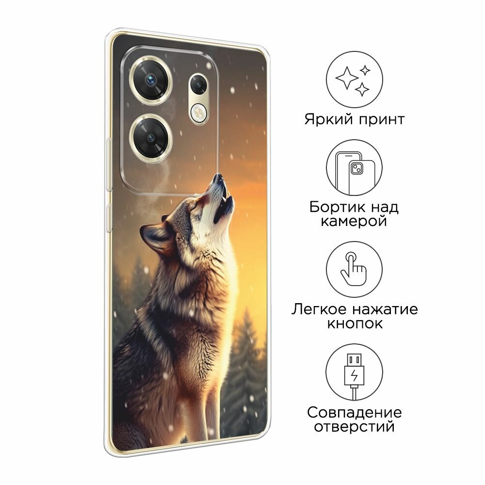Чехол на Infinix Zero 30 4G / Инфиникс Зеро 30 4G с принтом "Воющий волк" — фото 1