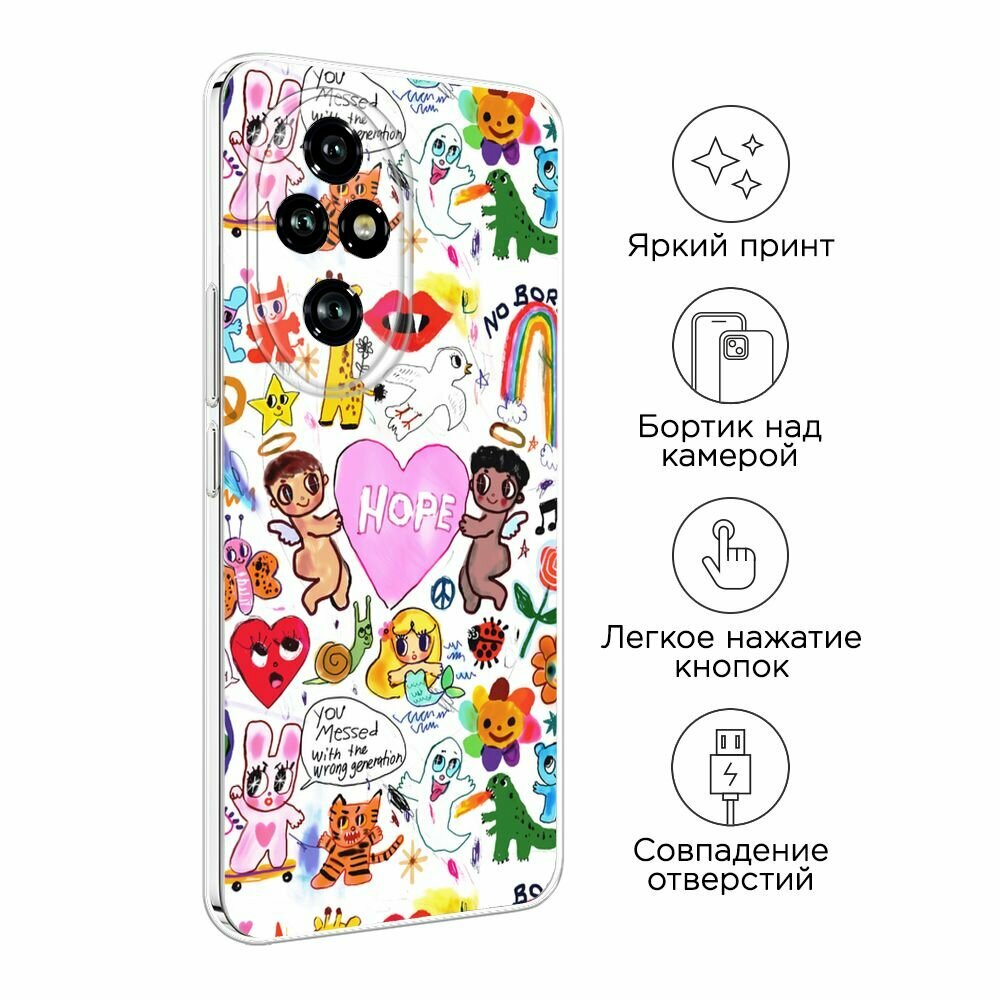 Чехол на Honor 200 Pro / Хонор 200 Про с принтом "Милые рисунки" — фото 1