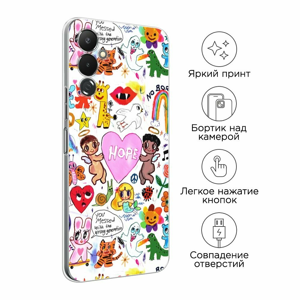 Чехол на Tecno Pova 4 / Текно Пова 4 с принтом "Милые рисунки" — фото 1