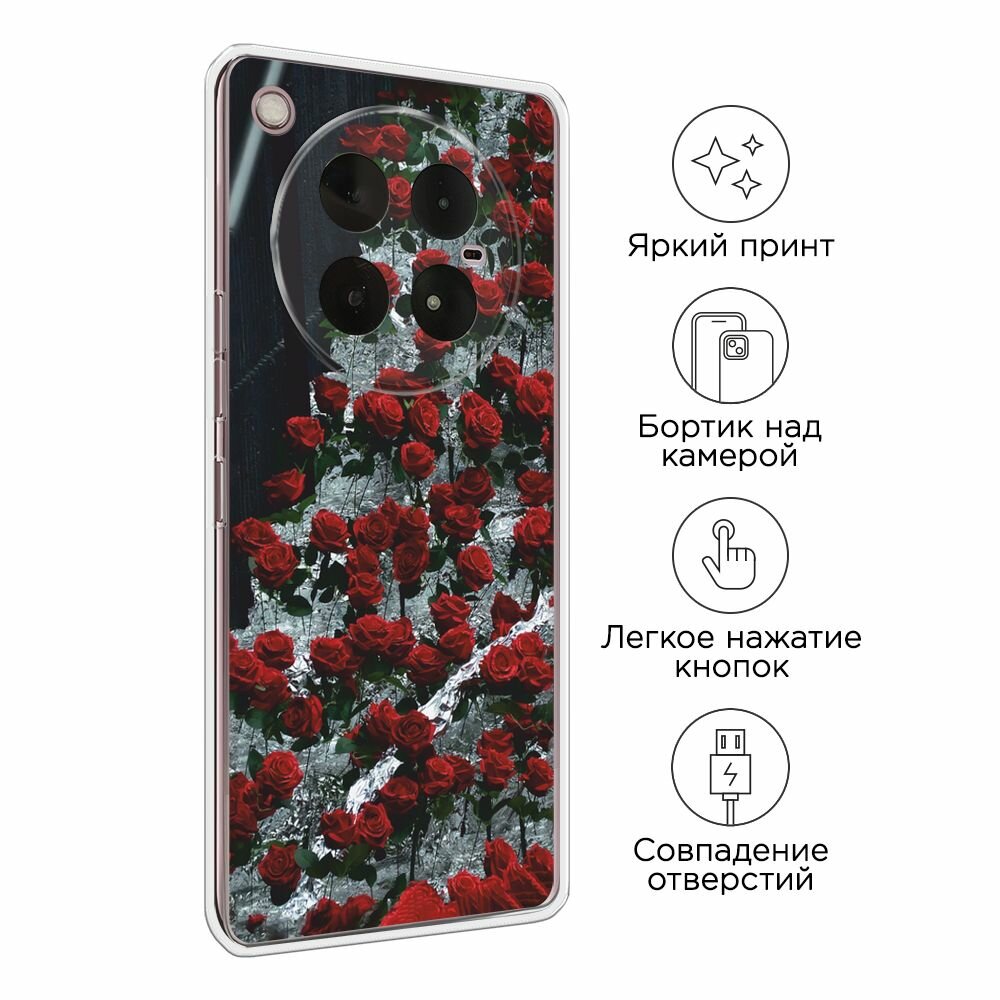Чехол на Infinix Zero 40 4G / Инфиникс Зеро 40 4G с принтом Цветущие алые розы — фото 1