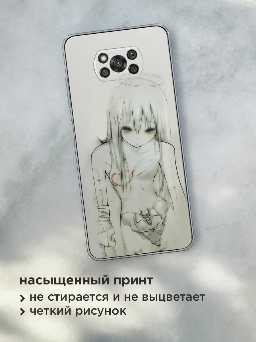 Чехол на Xiaomi Poco X3/X3 Pro / Поко X3/X3 Pro с принтом "Аниме рисунок чёрно-белый" — фото 1