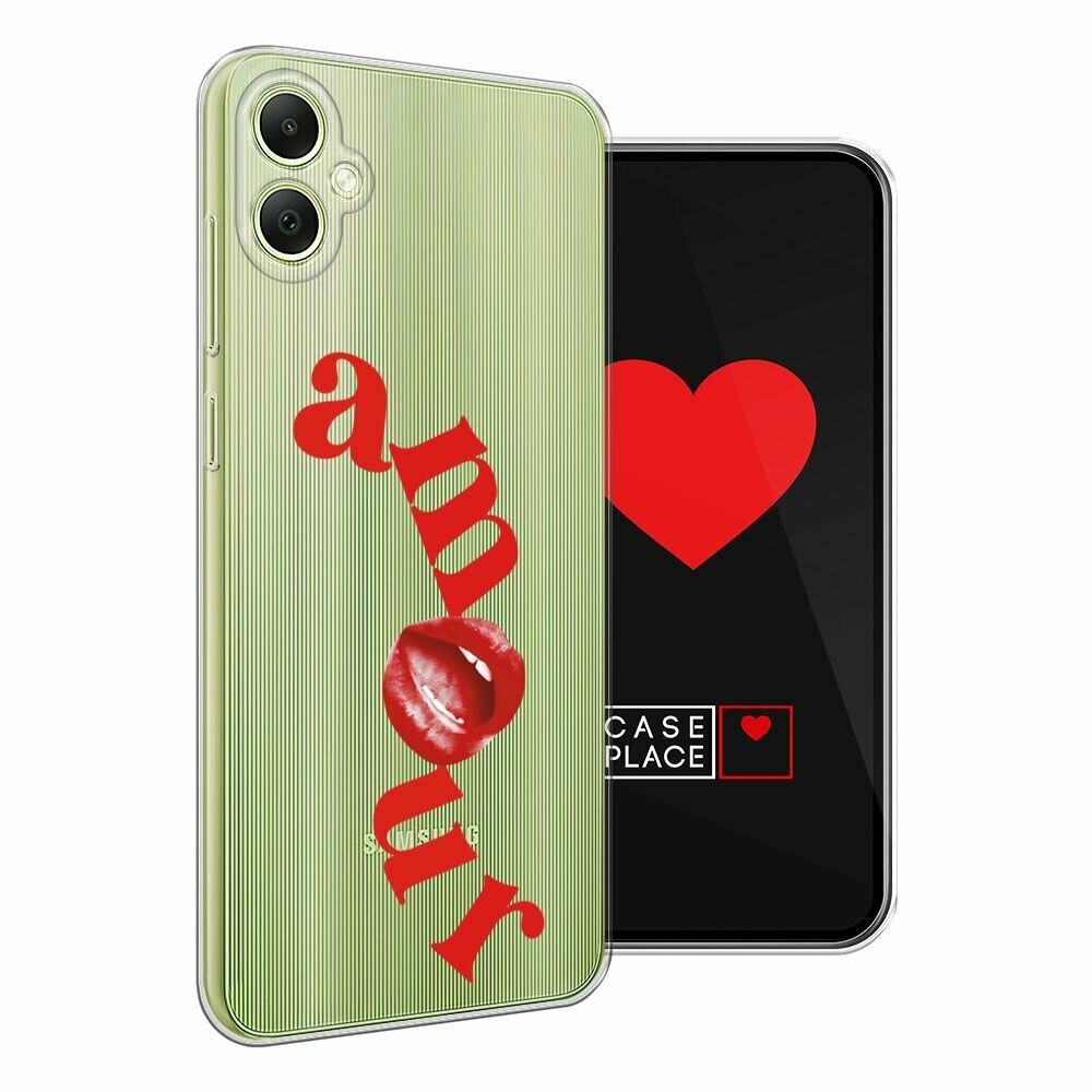 Чехол на Samsung Galaxy A05 / Самсунг Галакси A05 с принтом "Amour lips - 14 февраля", прозрачный — фото 1