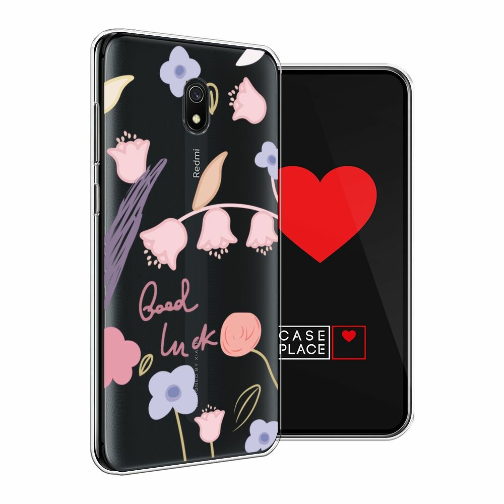 Чехол на Xiaomi Redmi 8A / Сяоми Редми 8А с принтом "Lucky flowers", прозрачный — фото 1
