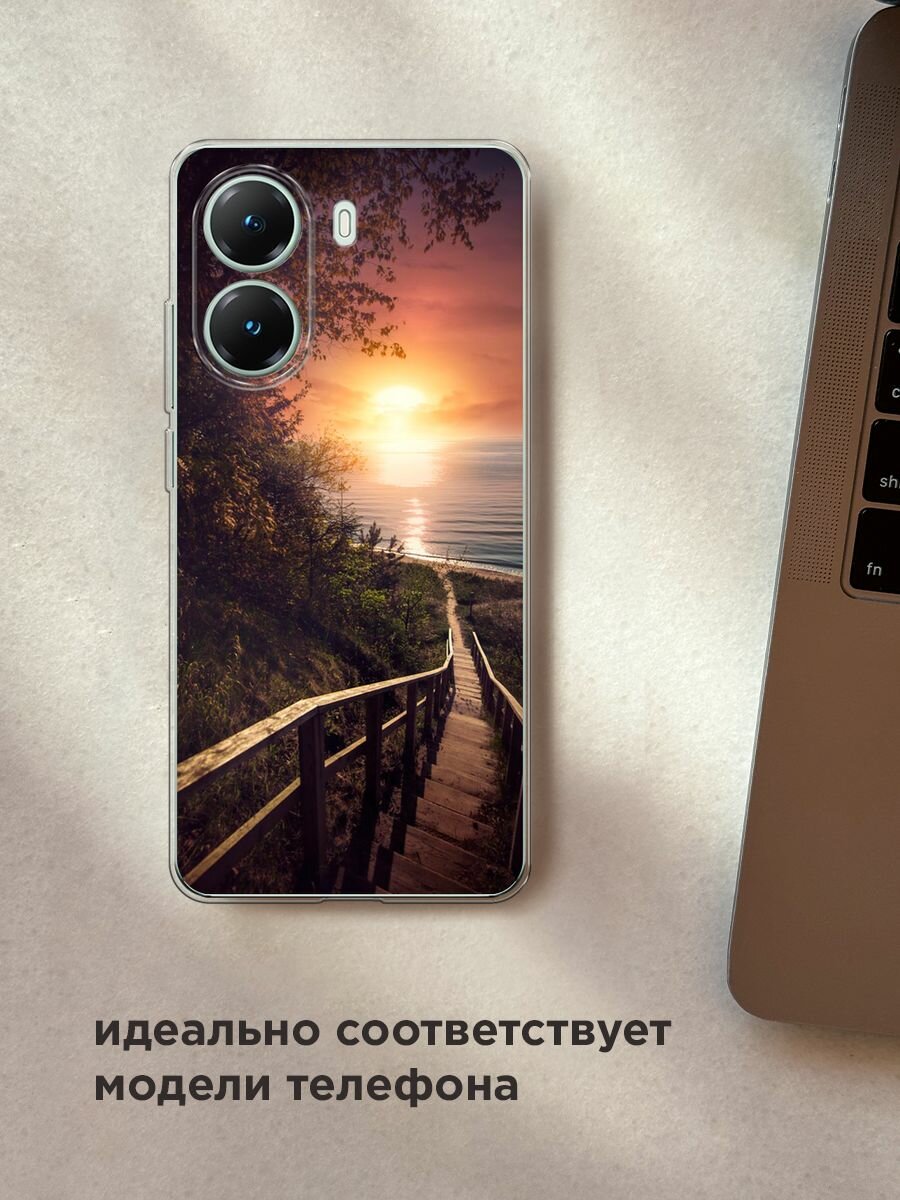 Силиконовый чехол на Poco X7 Pro / Поко X7 Про с принтом "Мост у воды" — фото 1