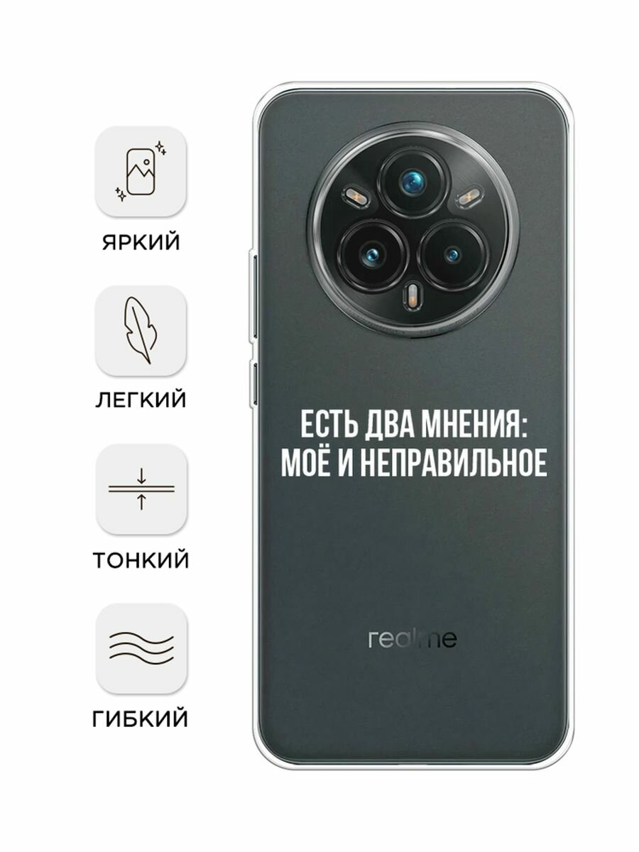 Чехол на Realme 14 Pro / Реалми 14 Про с принтом "Два мнения", прозрачный — фото 1
