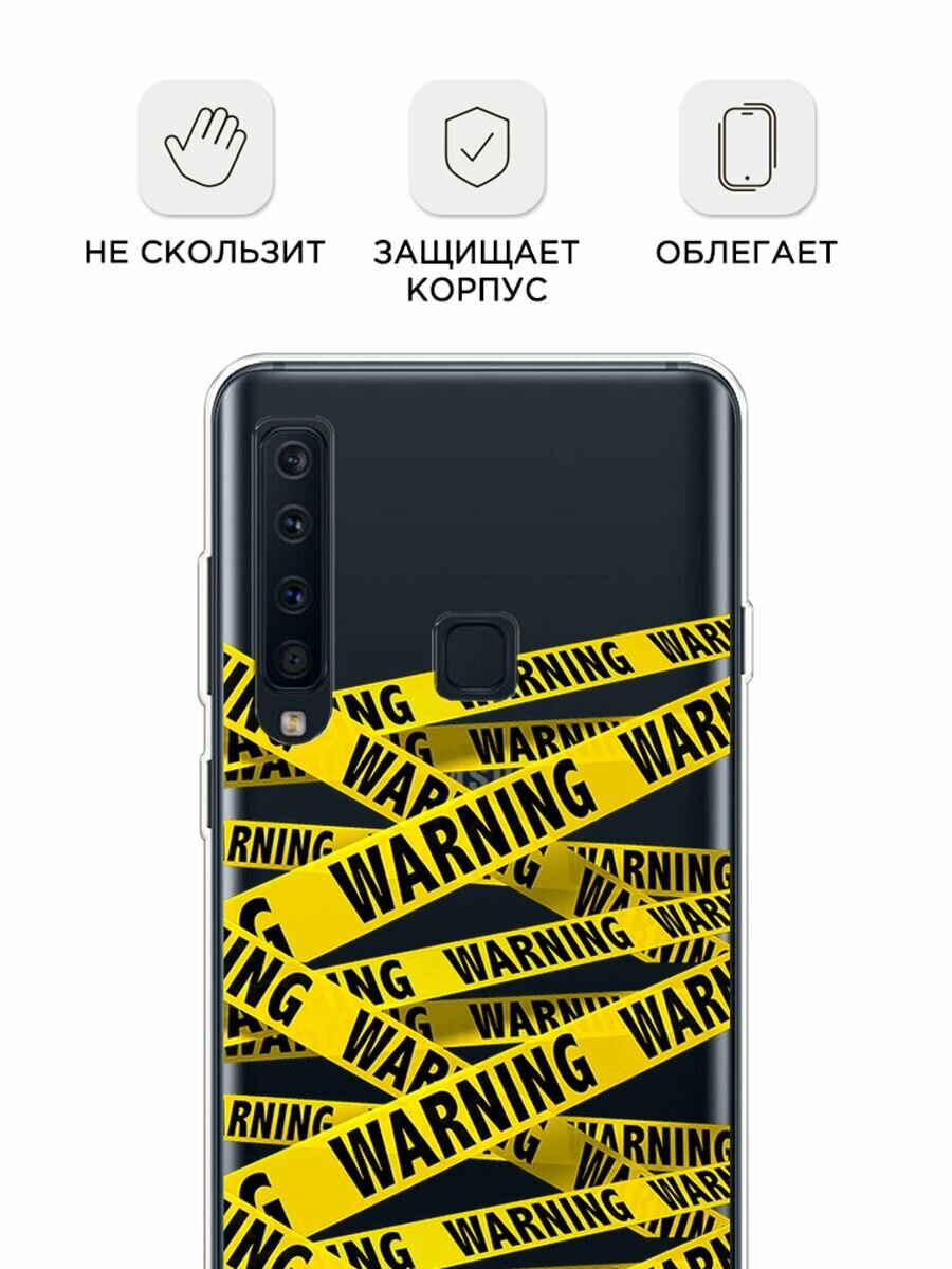 Чехол на Samsung Galaxy A9 2018 / Самсунг Галакси А9 2018 с принтом "Warning!", прозрачный — фото 1