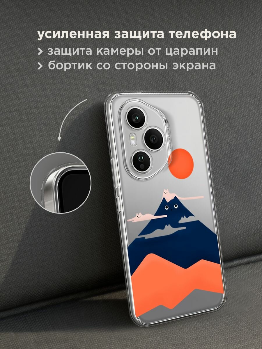 Чехол на Honor 400 Pro / Хонор 400 Про с принтом "Кот-гора", прозрачный — фото 1
