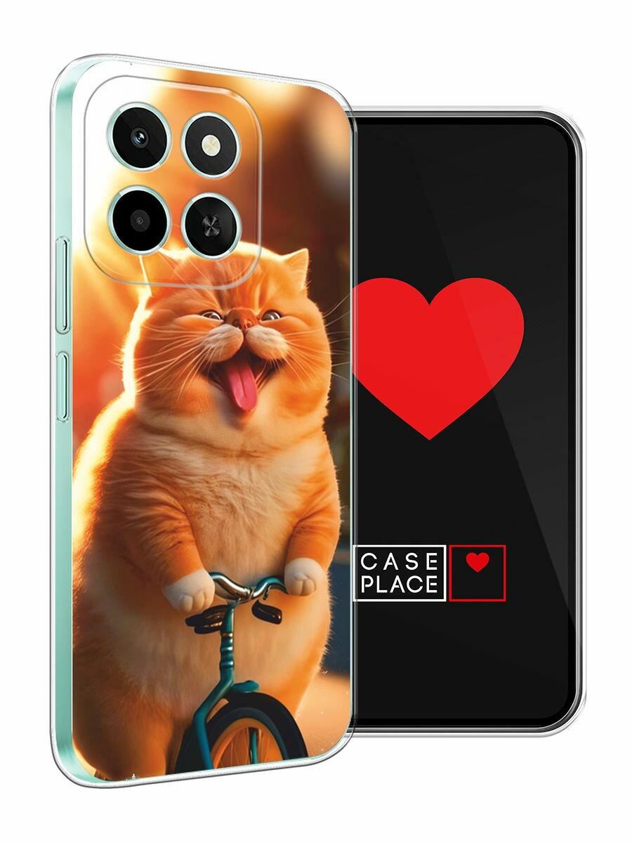Силиконовый чехол на Honor X6c / Хонор X6c с принтом "Кот на велике" — фото 1