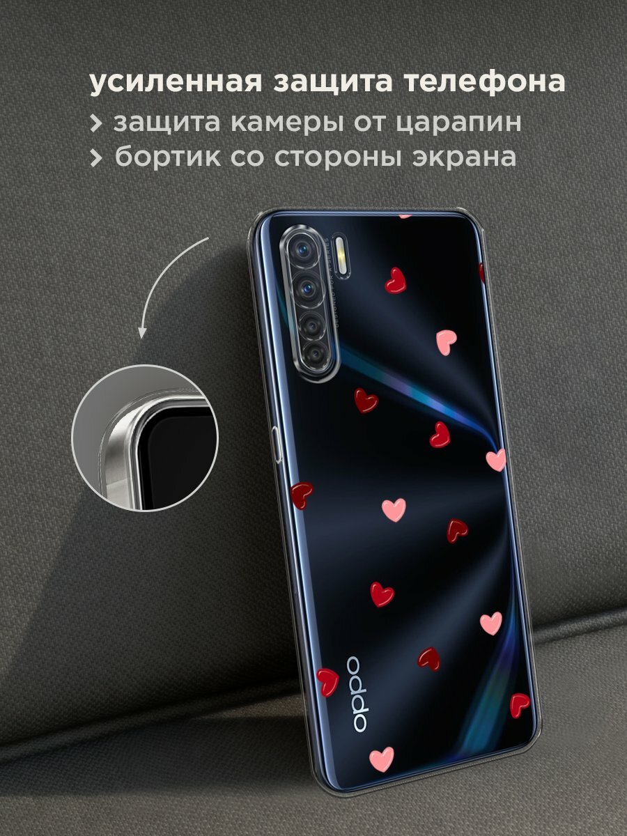 Чехол на Oppo A91/Reno 3 / Оппо A91/Рено 3 с принтом "Бордовые сердечки 2" — фото 1