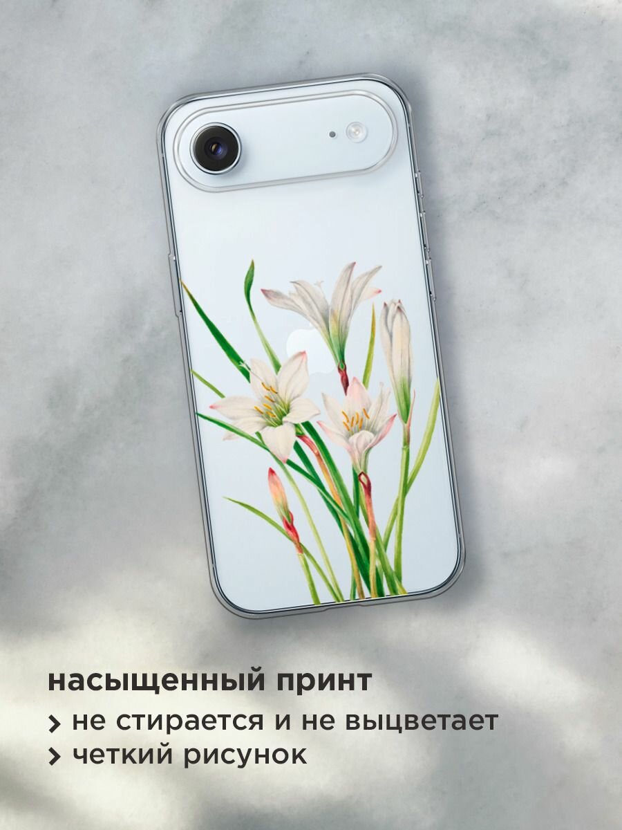 Чехол на Apple iPhone Air / Айфон Айр с принтом "White lily", прозрачный — фото 1