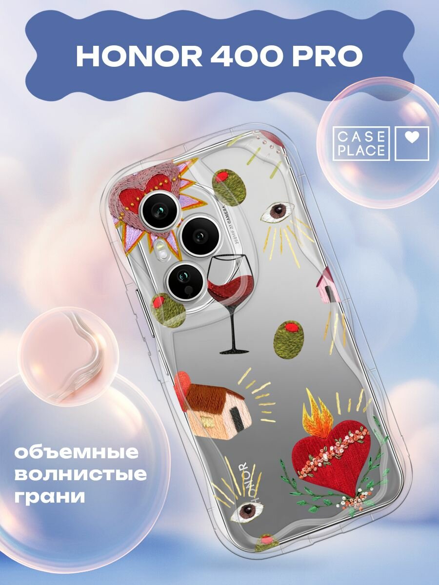 Чехол на Honor 400 Pro / Хонор 400 Pro с принтом "Ниточный коллаж"