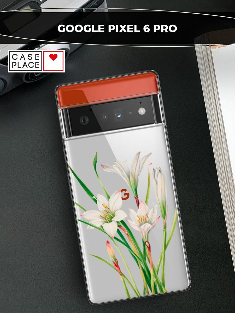 Чехол на Google Pixel 6 Pro / Гугл Пиксель 6 Pro с принтом "White lily", прозрачный