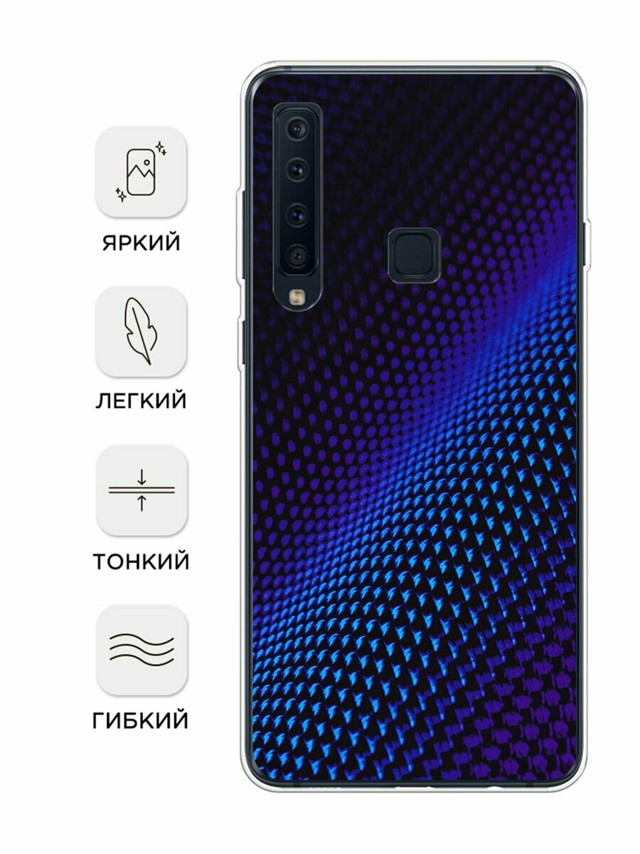 Чехол на Samsung Galaxy A9 2018 / Самсунг Галакси А9 2018 с принтом "Синий карбон" — фото 1