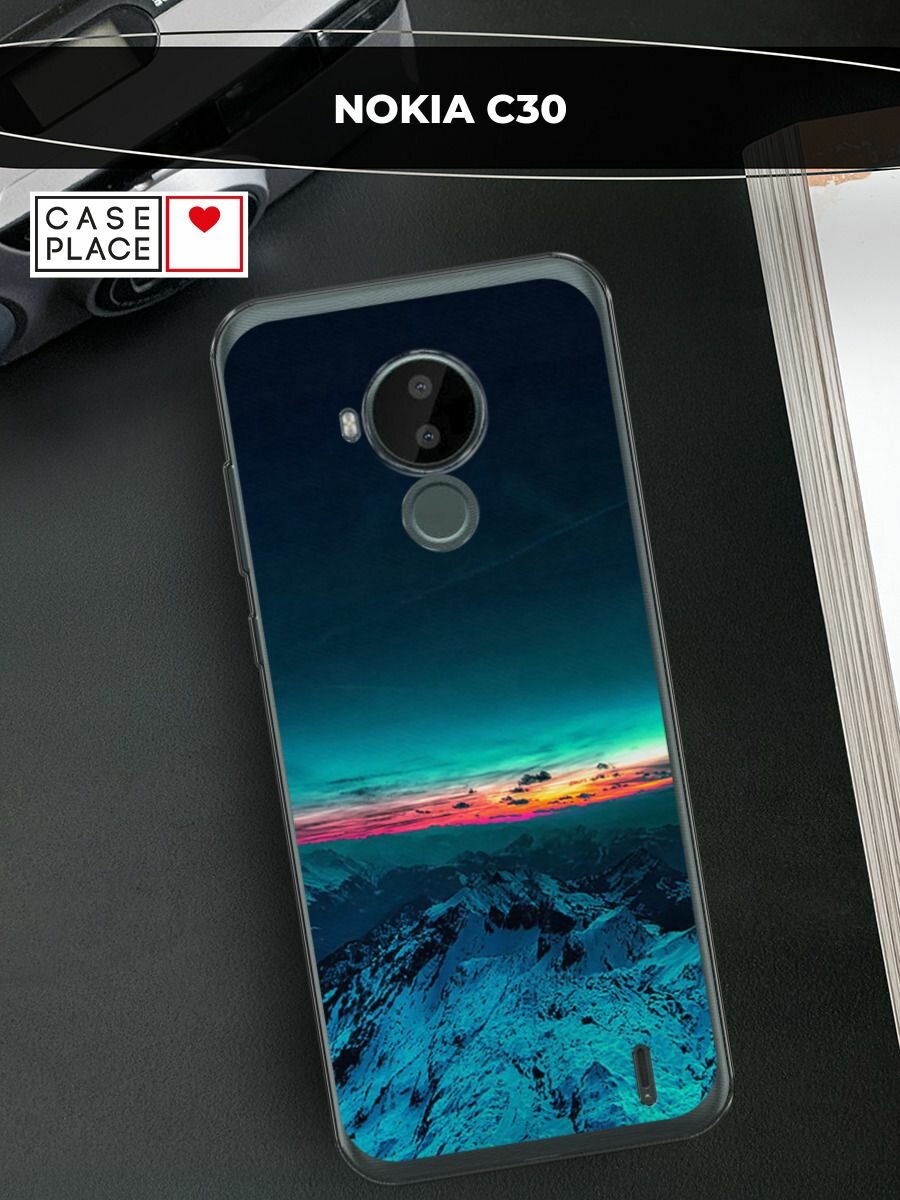 Силиконовый чехол на Nokia C30 / Нокия C30 с принтом "Закат в горах"