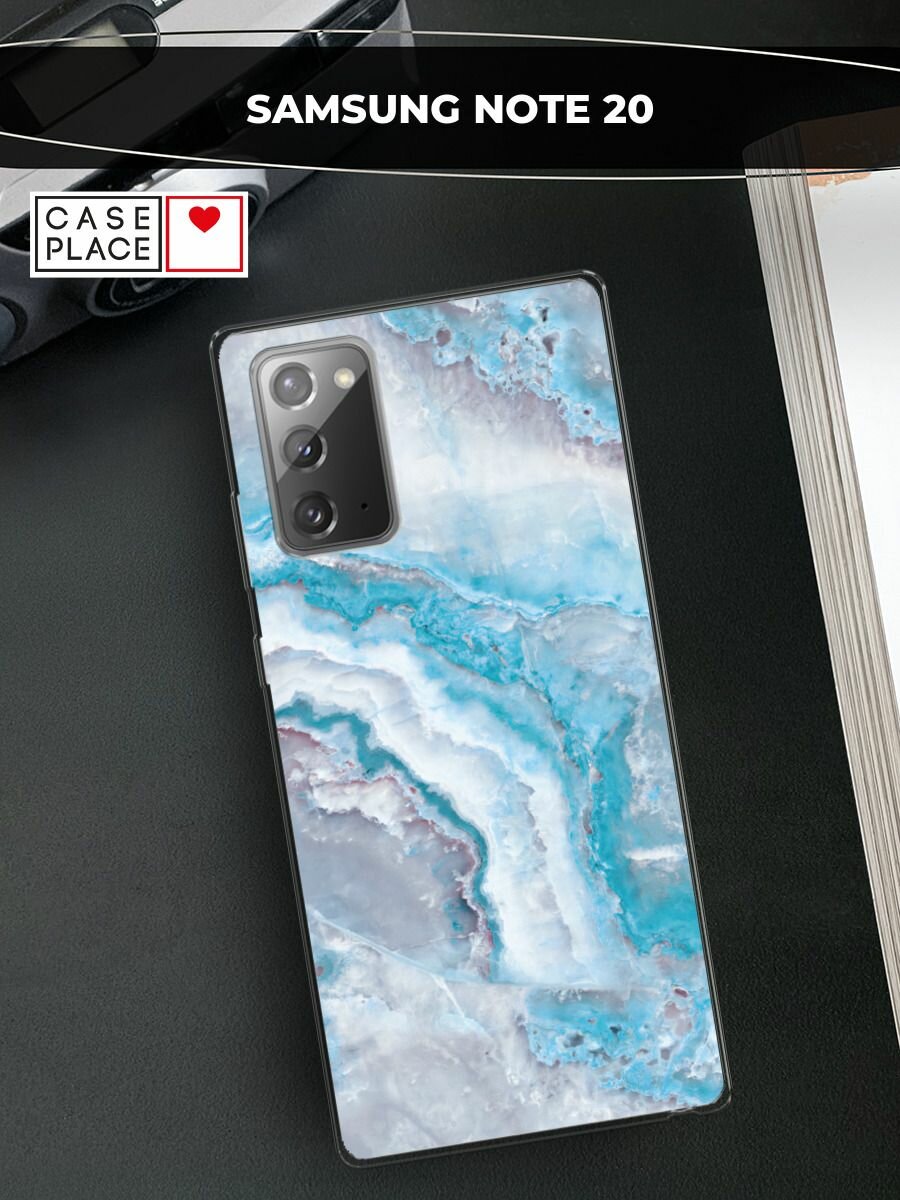 Чехол на Samsung Galaxy Note 20 / Самсунг Галакси Ноут 20 с принтом "Нежно-голубой мрамор"