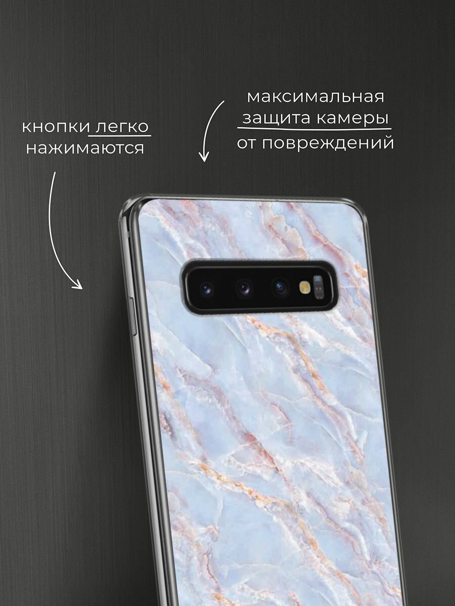 Чехол на Samsung Galaxy S10 + / Самсунг Галакси S10 Плюс с принтом "Сиреневый мрамор" — фото 1